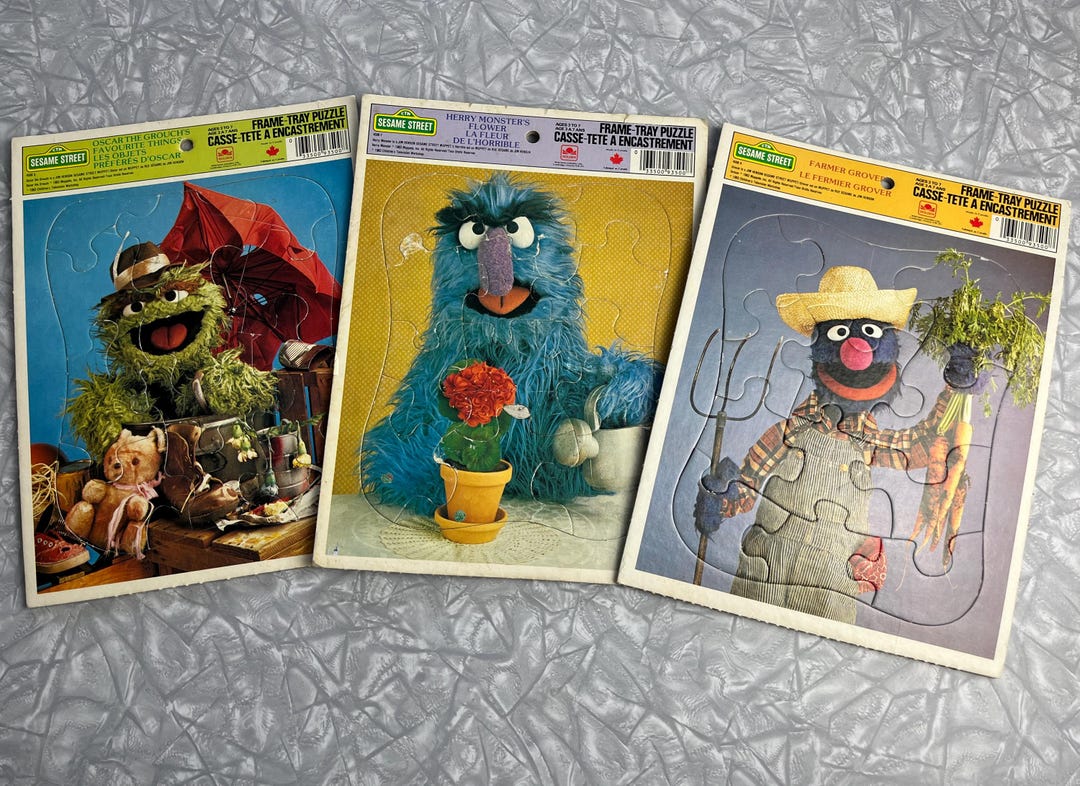 Lot of 3 1983 Sesame Street Frame-tray Puzzles Featuring the Monsters ...