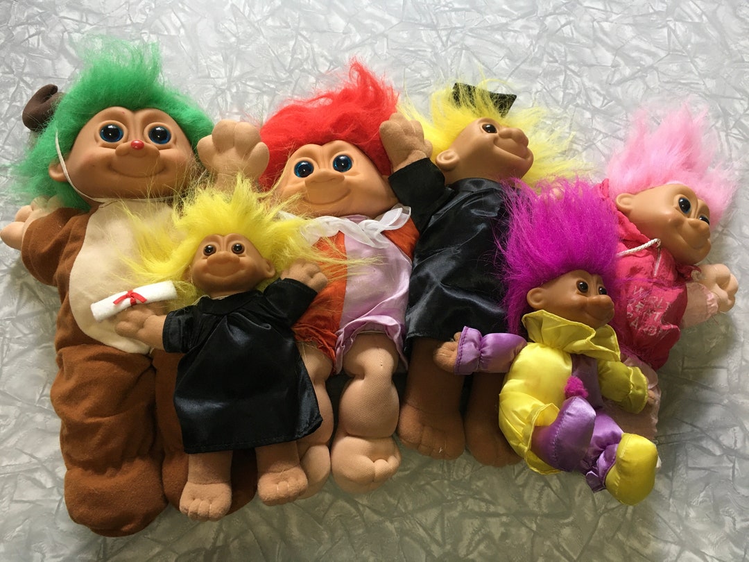 Lot of 6 90's Russ Troll Plush Dolls Hallmark Russ Berrie and Company ...