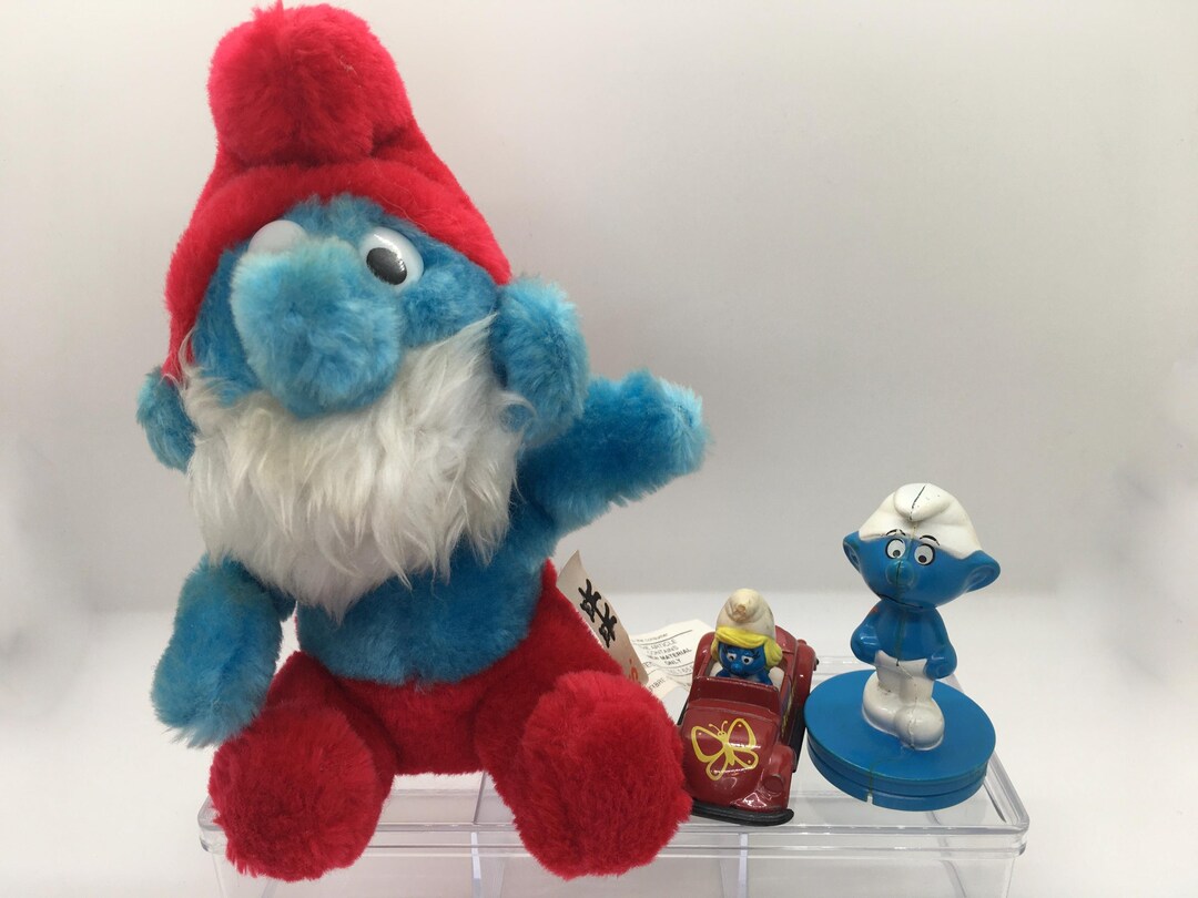 Vtg 1981 the Smurfs "poppa Smurf" Plush Stuffed Animal by Ganz Bros ...