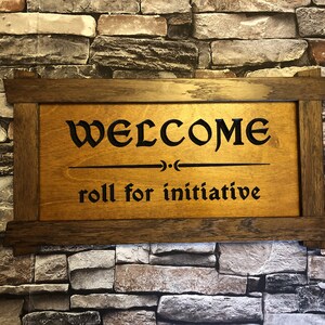 Wide Wooden Game Room Wall Sign "welcome - Roll for Initiative" 17x9.5 ...
