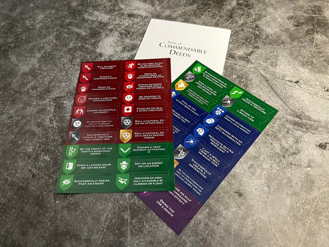 Sticker Pack for Tabletop RPG 5th Edition D&D / 5e Tome of Commendable ...