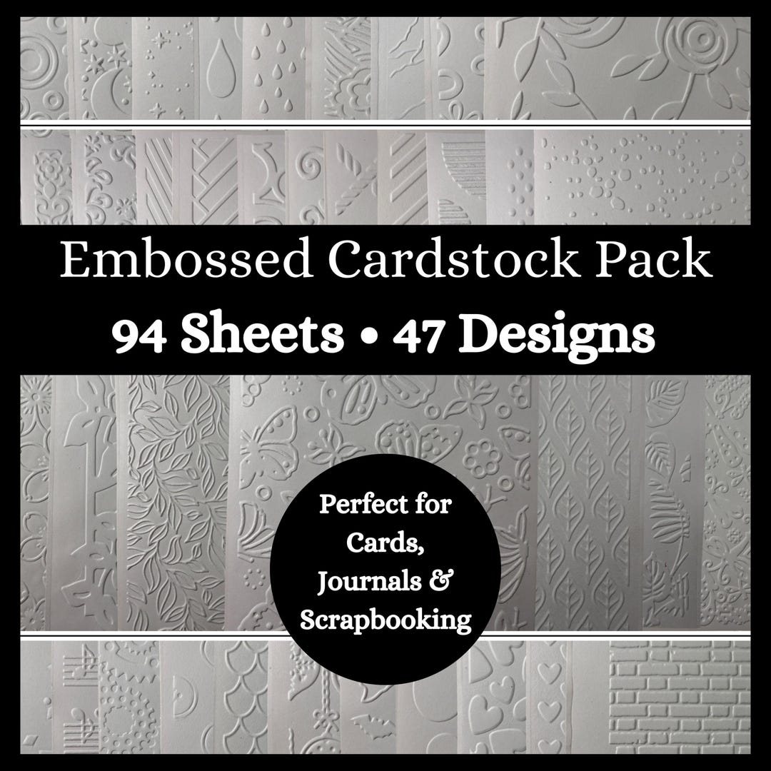 Embossed White Cardstock Paper Pack - 47 Unique Designs (94 Sheets) - Etsy