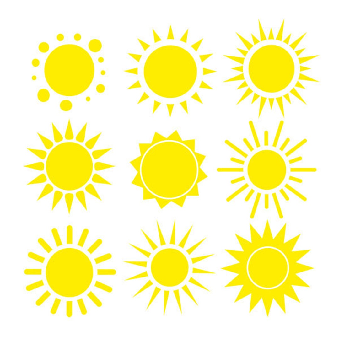 Sun Clip Art Set, Shining, Rays, Circle, Yellow, Sunshine, Scrap ...