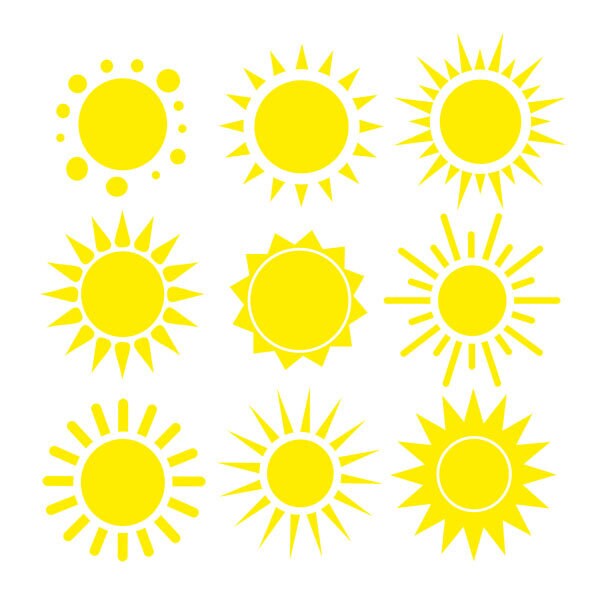 Sun Clip Art Set, Shining, Rays, Circle, Yellow, Sunshine, Scrap ...