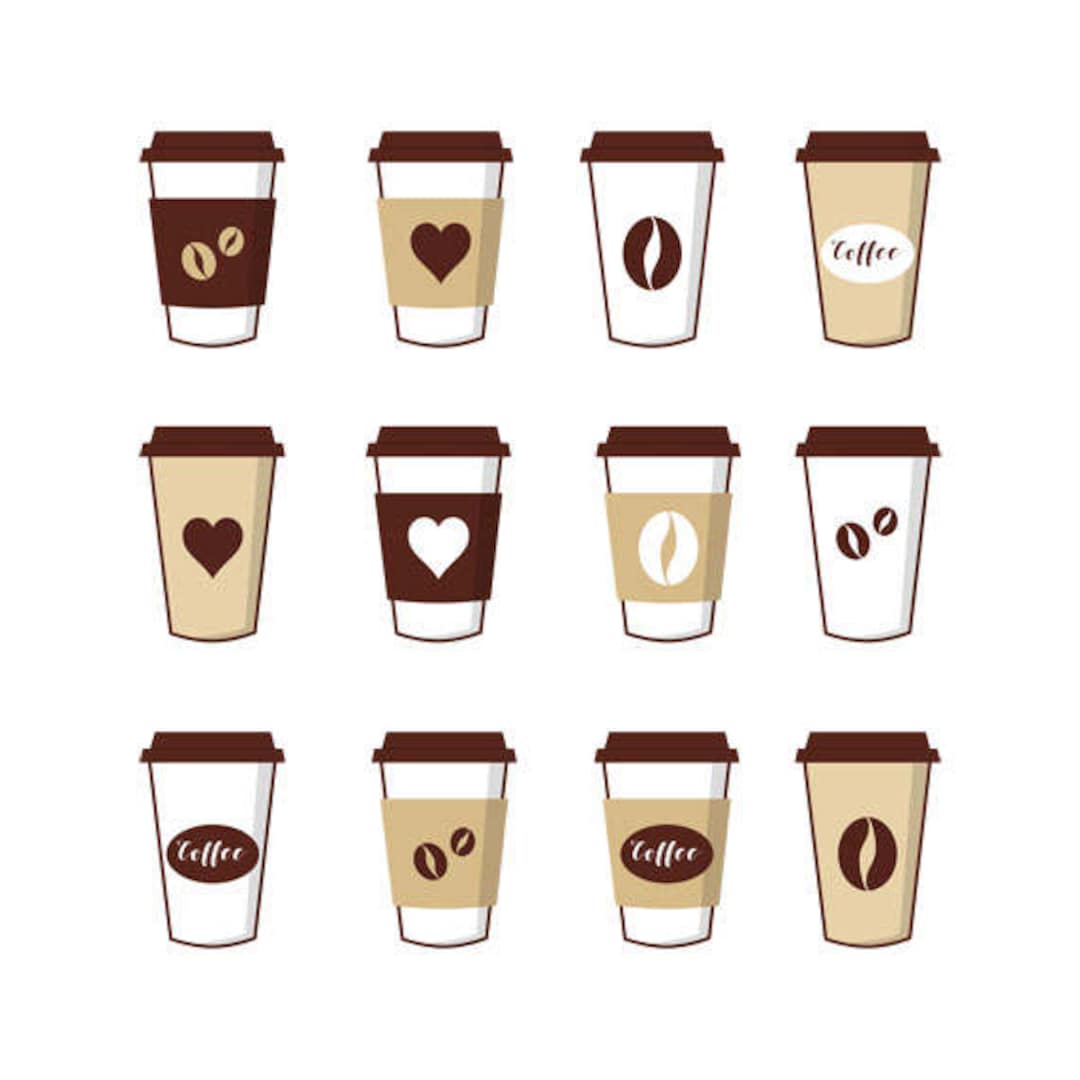 Coffee Cups Clip Art Set, Collection, Various, Disposable, To-go, Paper ...