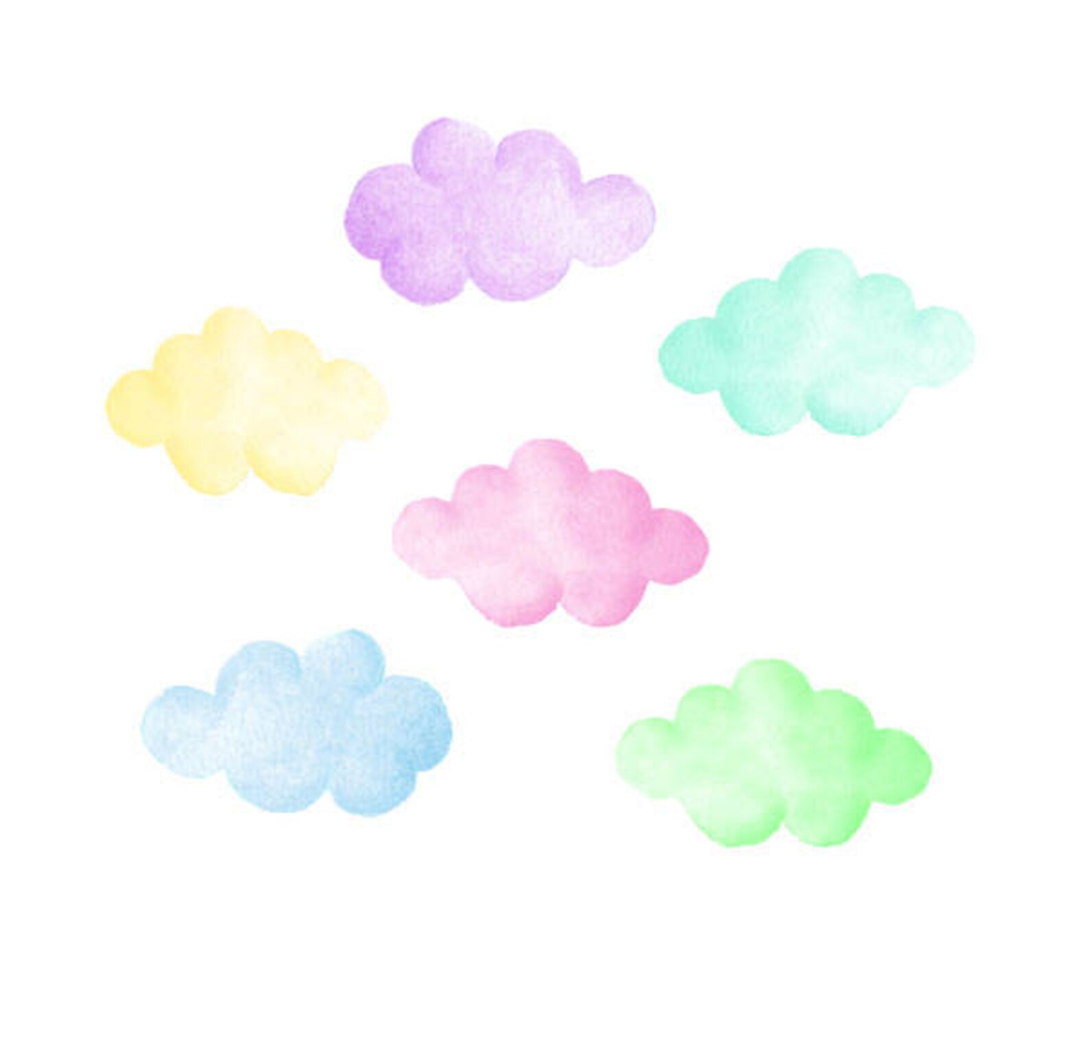 Colorful Watercolor Clouds Set, Clip Arts, Watercolor Clouds, Baby ...