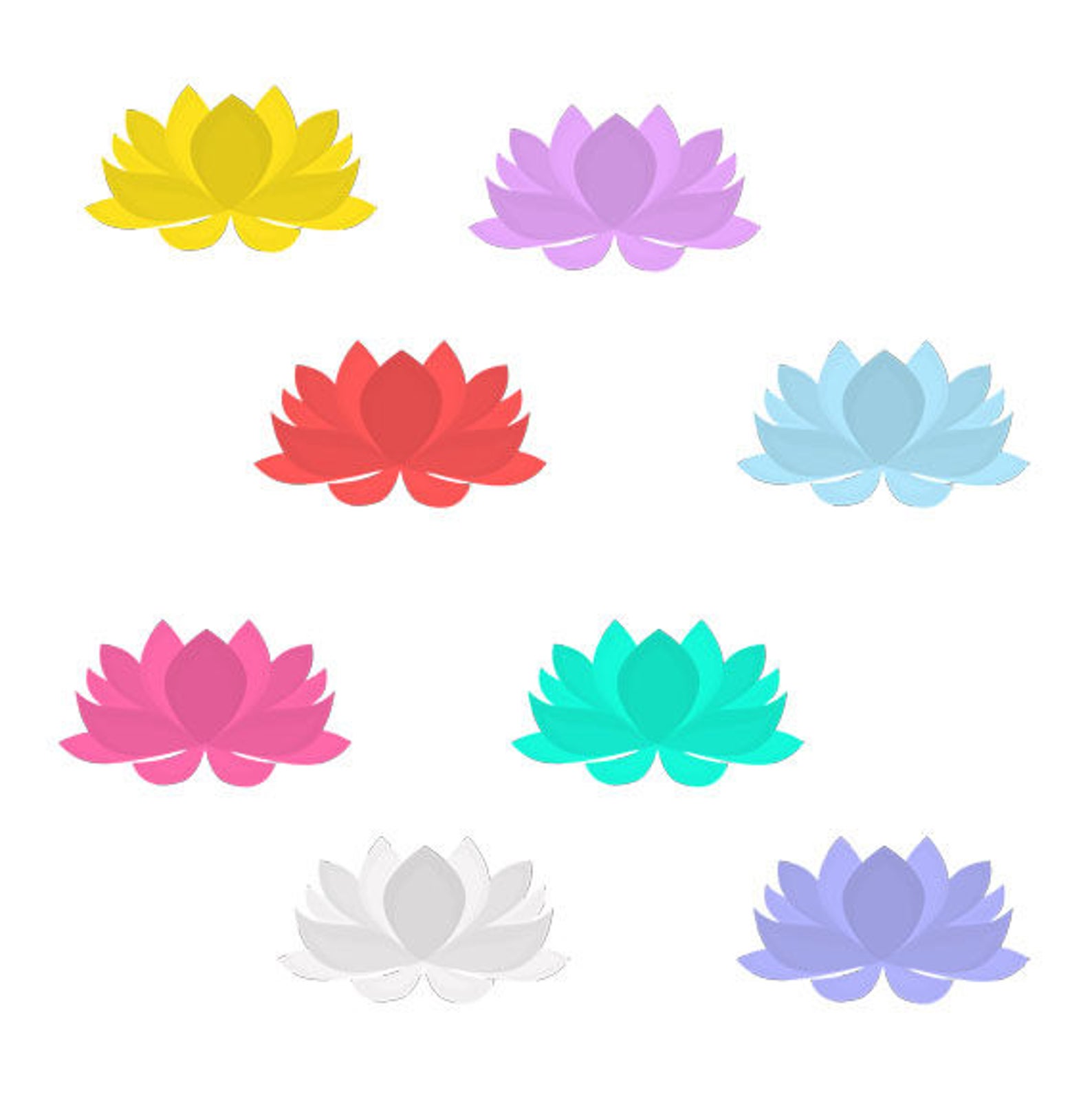 Lotus Clipart Set, Lotus Clip Art Collection, Lotus Graphics, Rainbow ...