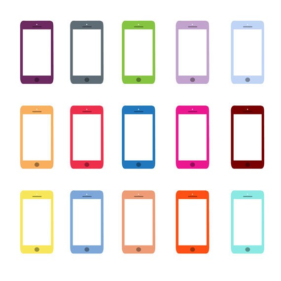 Colorful Cell Phones Collection Clip Art Set Design Icon | Etsy