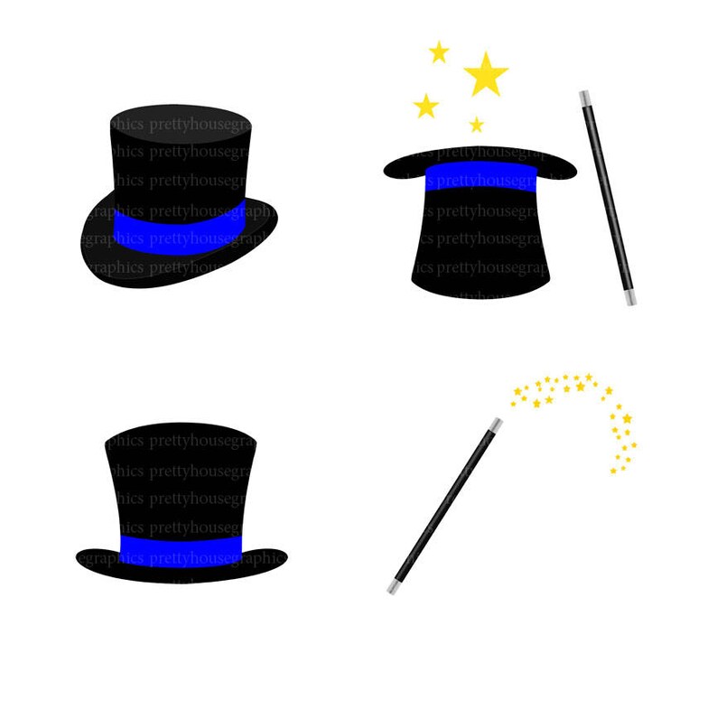 Magic Hat and Wand Clip Art Set - Etsy