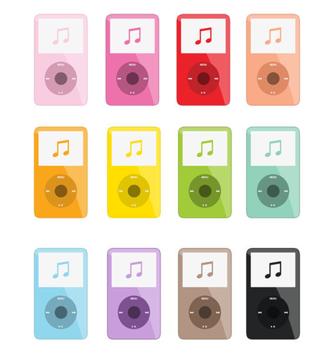 Music Player Clip Art Set Collection Mp3 Music Audio - Etsy