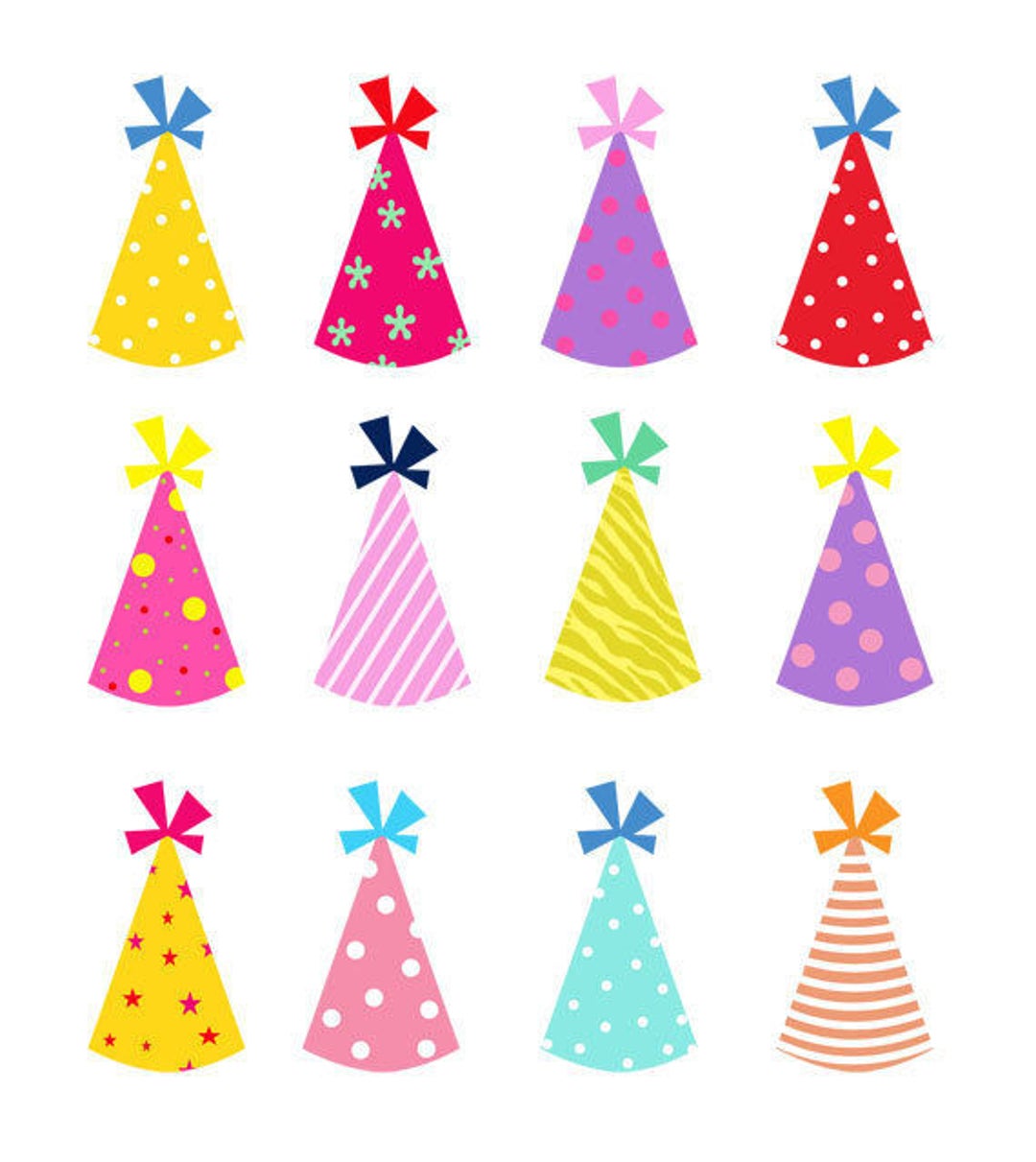 Party Hats Clip Art Set, Paper, Birthday, Kids, Celebration ...