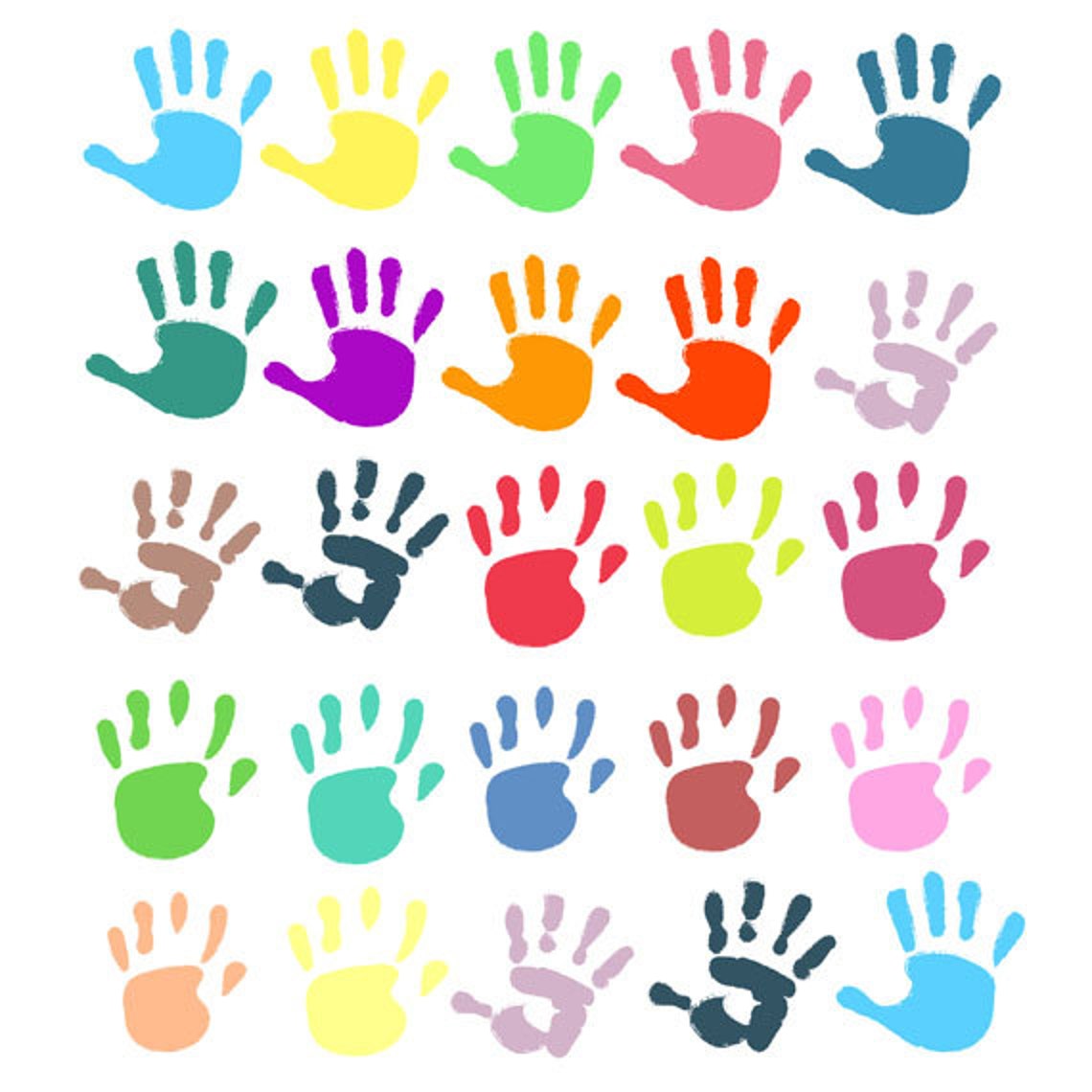 Colorful Hand-prints Clip Arts Collection, Kids, Paint, Color, Playing ...