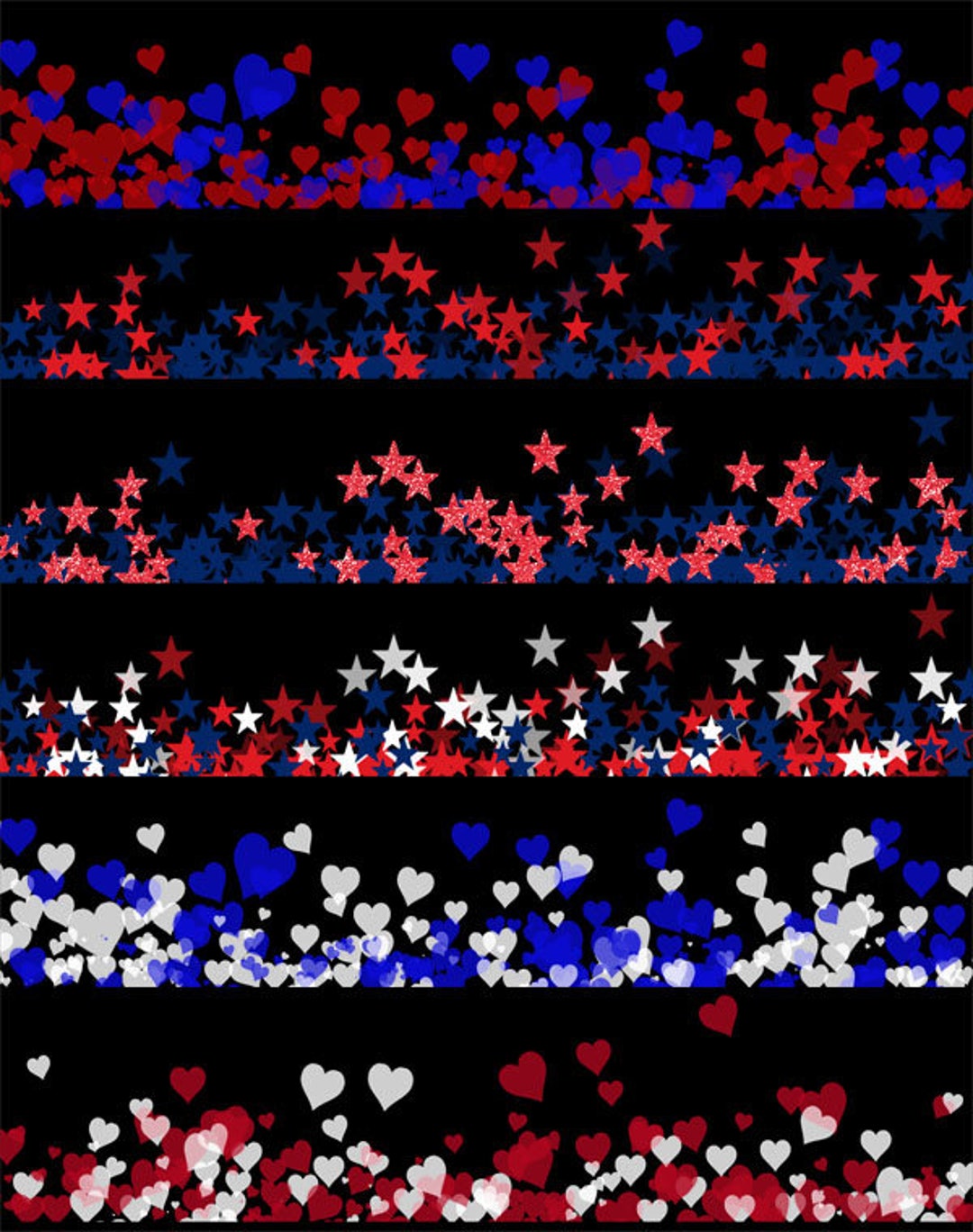 4th of July Confetti Borders, Star Shaped, Heart Shaped, Clip Art ...
