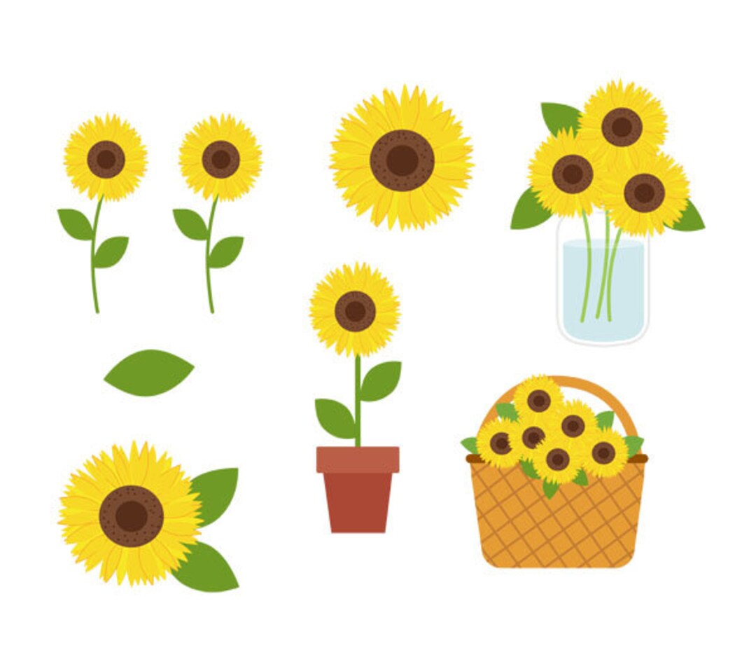 Sun Flower Set Fall Clip Art Scrap Booking Autumn - Etsy