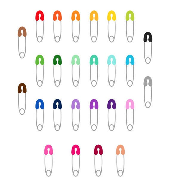 Safety Pins Set Clip Art Collection Colorful Various | Etsy