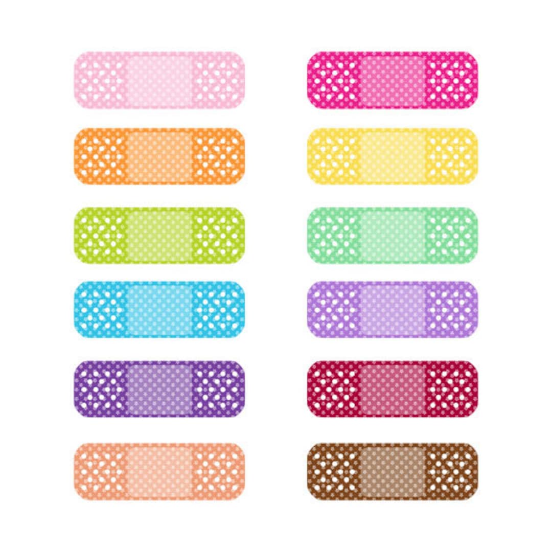 Colorful Band Aids Clip Art Set, Pattern, Collection, Health, Adhesive ...