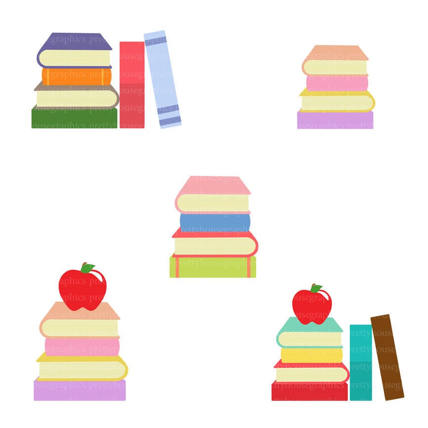 Stack of Books Clip Art Set, Library, Book Store, Collection, Pile of ...
