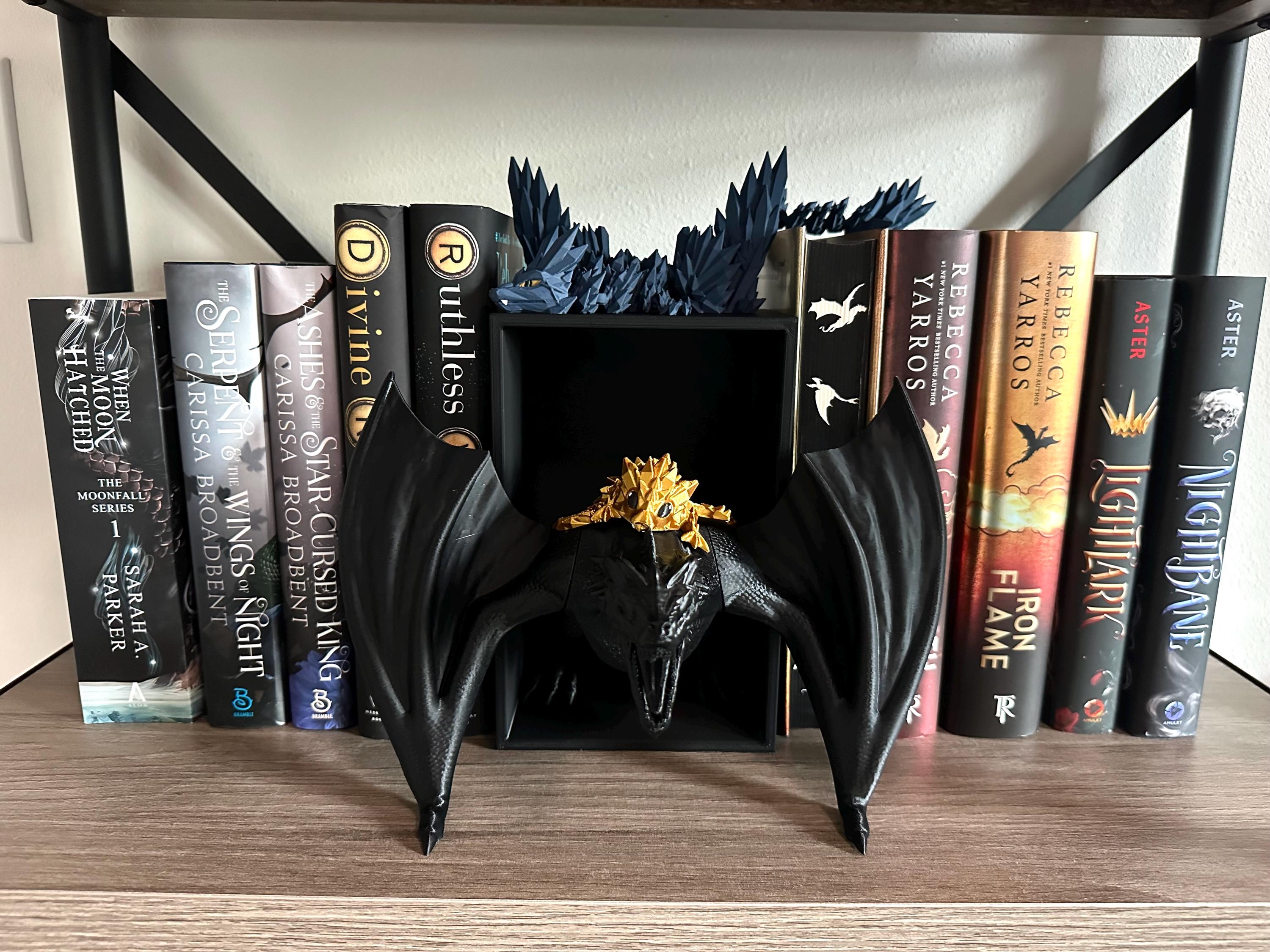 Dragon Book Nook Emerging Wyvern 3D Printed Bookshelf Decor Bookish ...
