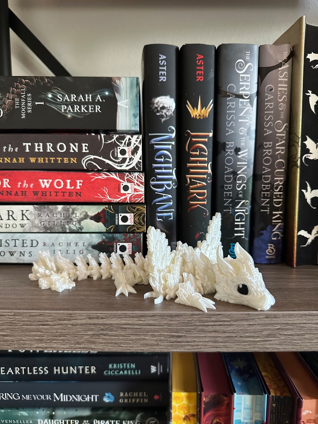 White Lunar Dragon 3D Printed Bookshelf Decor Moon Dragon Bookish Gift ...