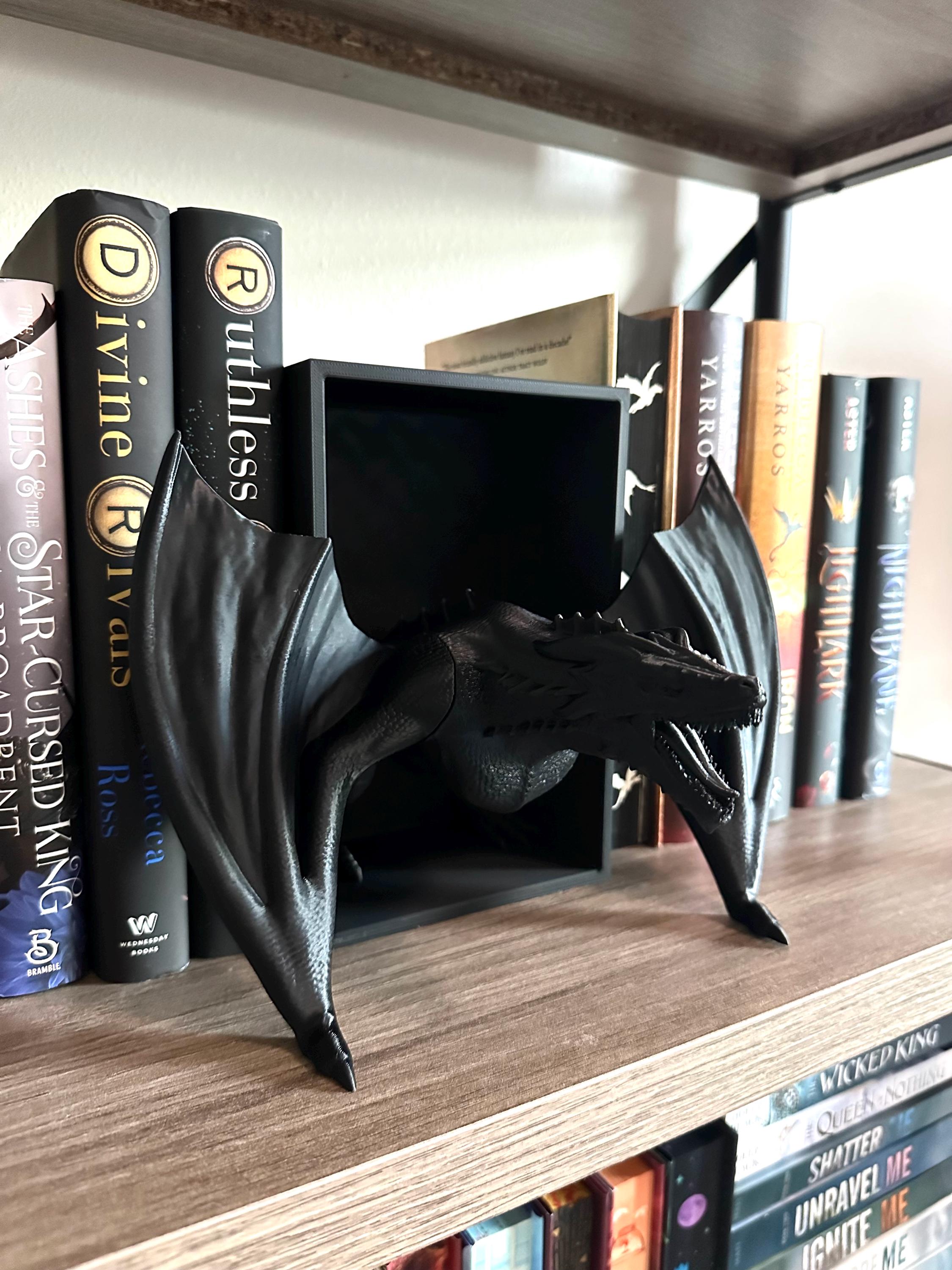 Dragon Book Nook Emerging Wyvern 3D Printed Bookshelf Decor Bookish ...