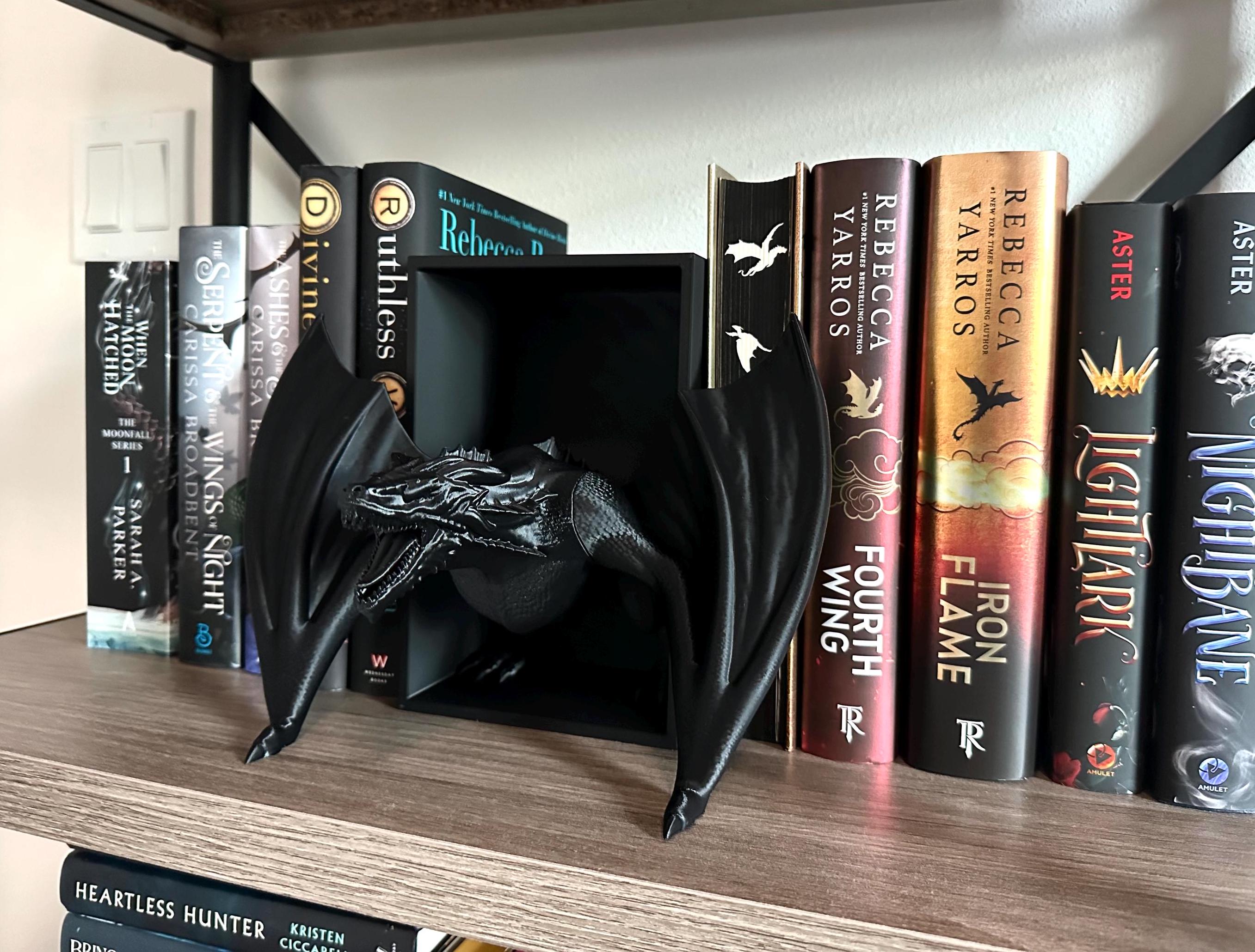 Dragon Book Nook Emerging Wyvern 3D Printed Bookshelf Decor Bookish ...