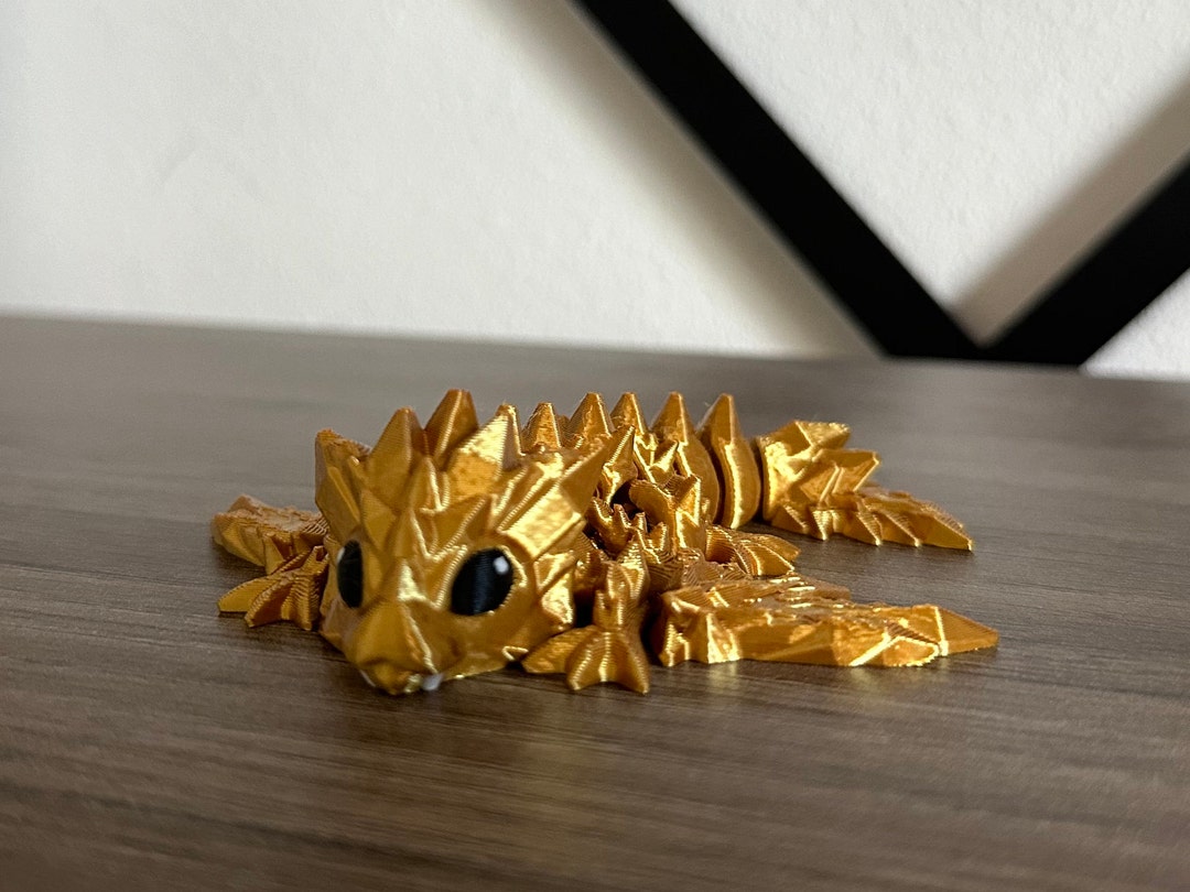 Gold Dragon Small 3D Printed Dragon Bookshelf Decor Gift - Etsy