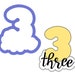 Chubby Number 3 With Script Outline Cookie Cutter - Etsy