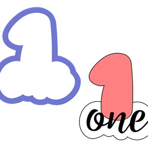 Chubby Number 1 With Script Outline Cookie Cutter - Etsy