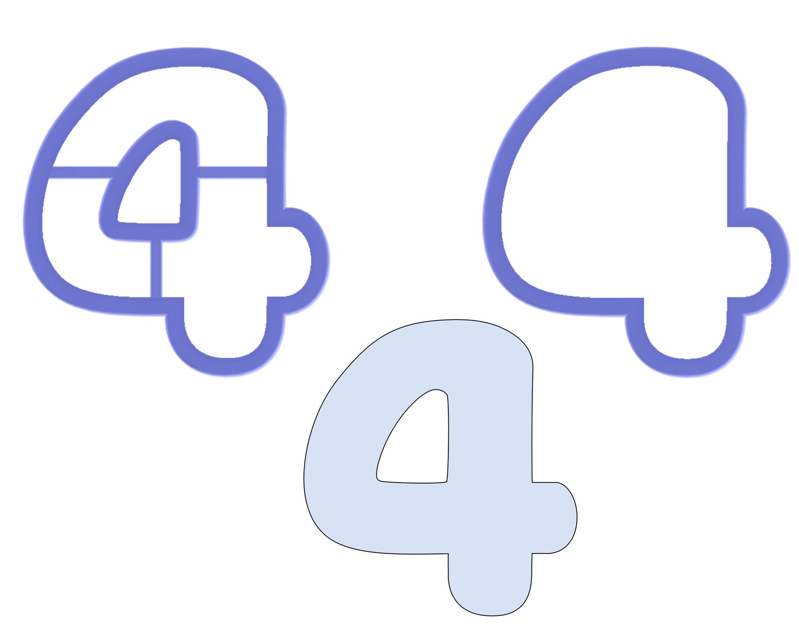 Chubby Number 4 Cookie Cutter - Etsy