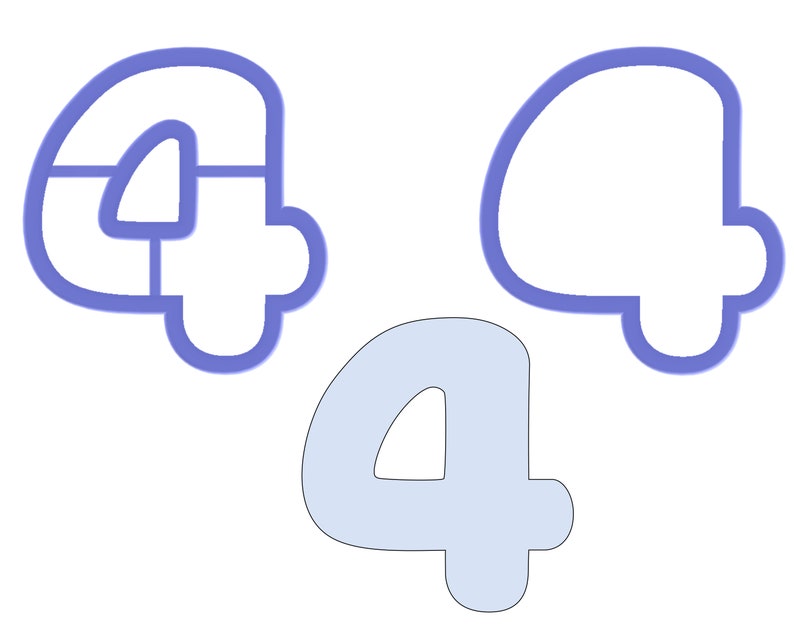 Chubby Number 4 Cookie Cutter - Etsy