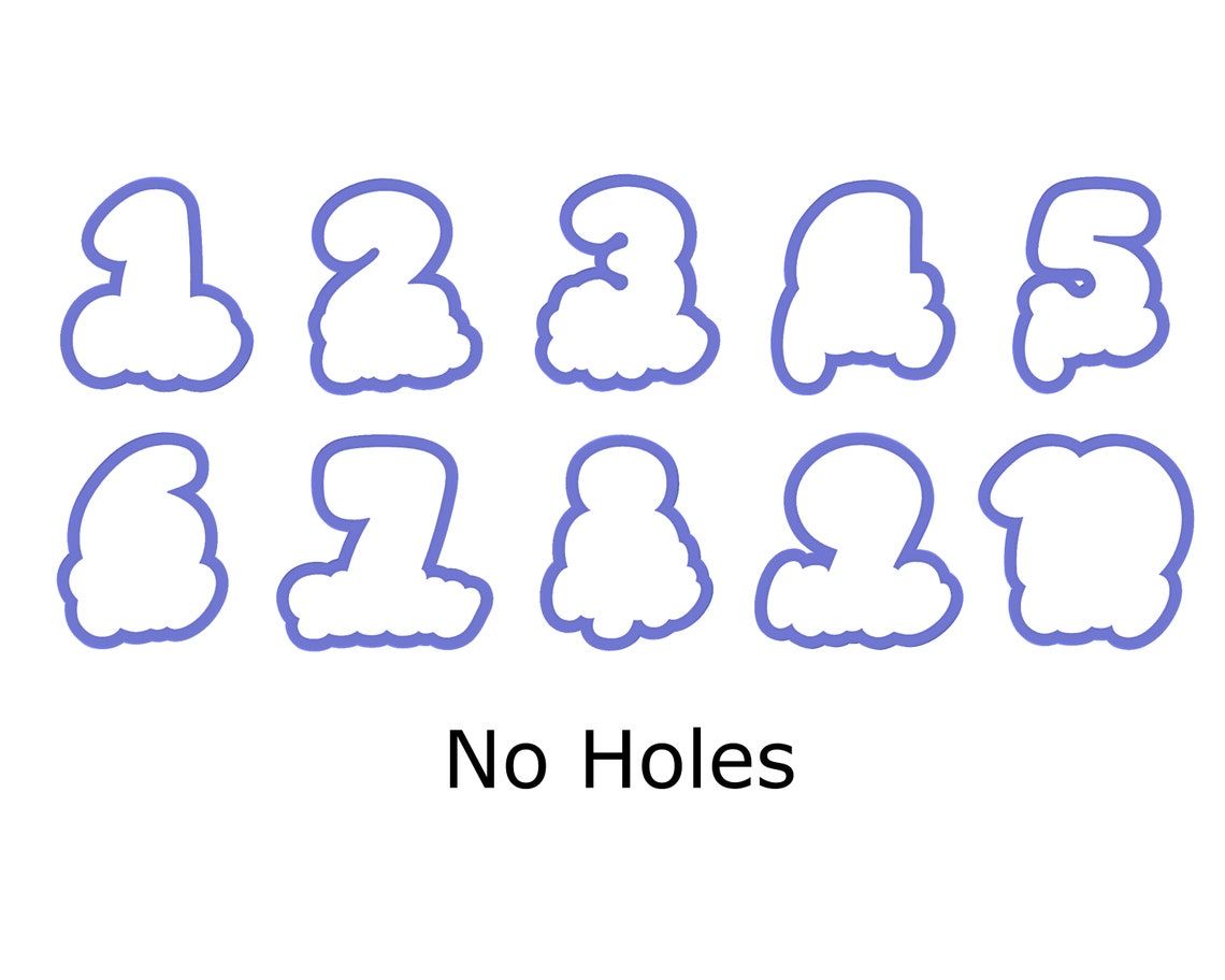 Chubby Numbers 1-10 With Script Outline Cookie Cutter Set - Etsy