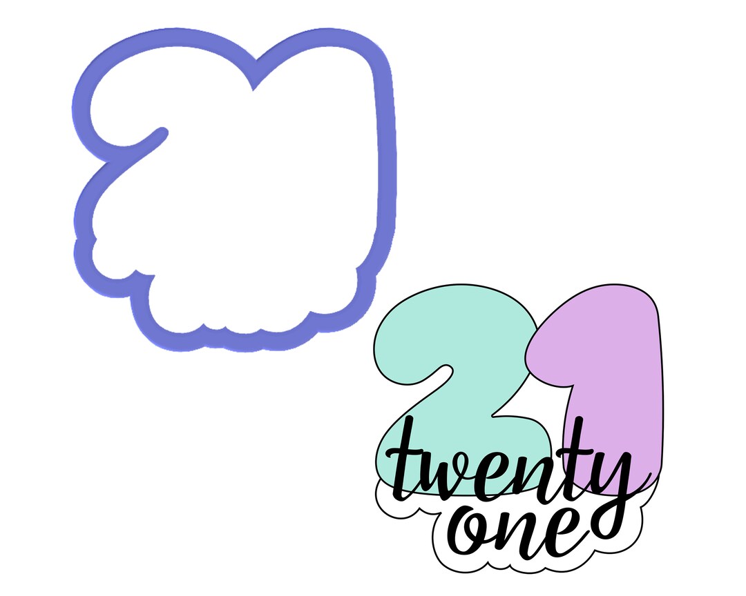Chubby Number 21 With Script Outline Cookie Cutter - Etsy