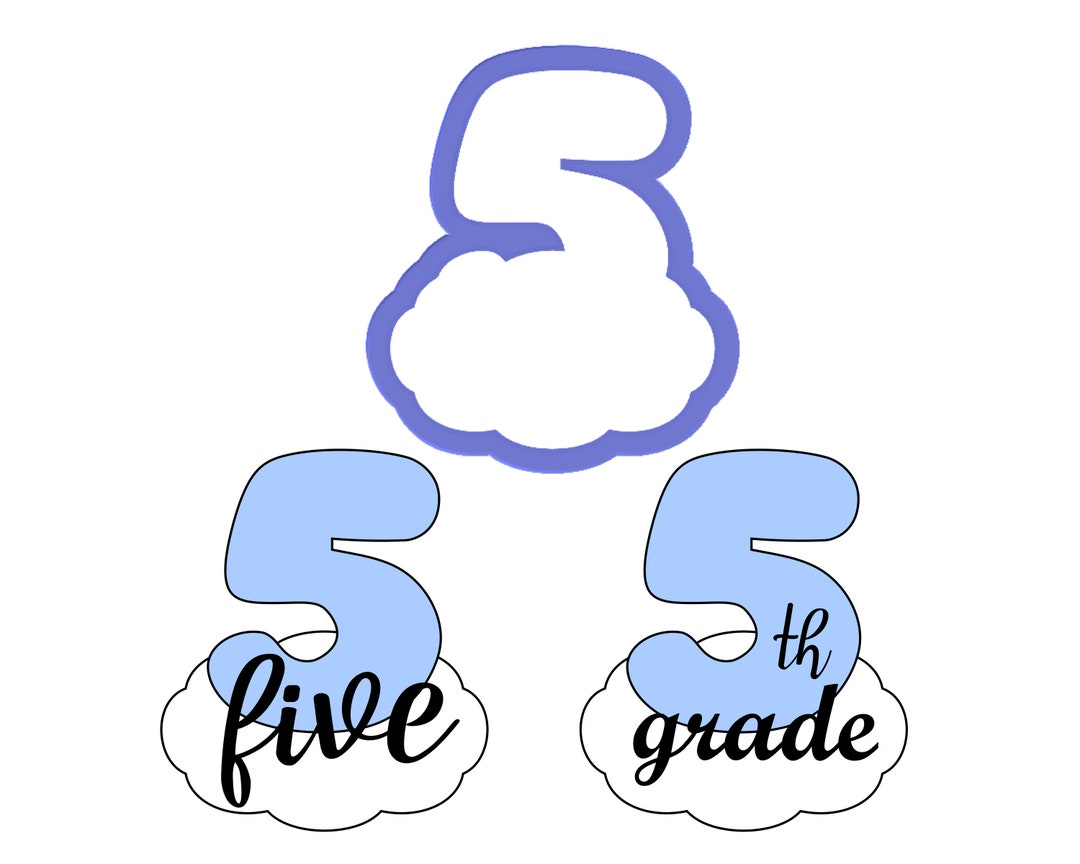 Chubby Number 5 With Cloud Cookie Cutter - Etsy