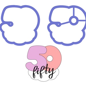 Chubby Number 50 With Cloud Cookie Cutter - Etsy