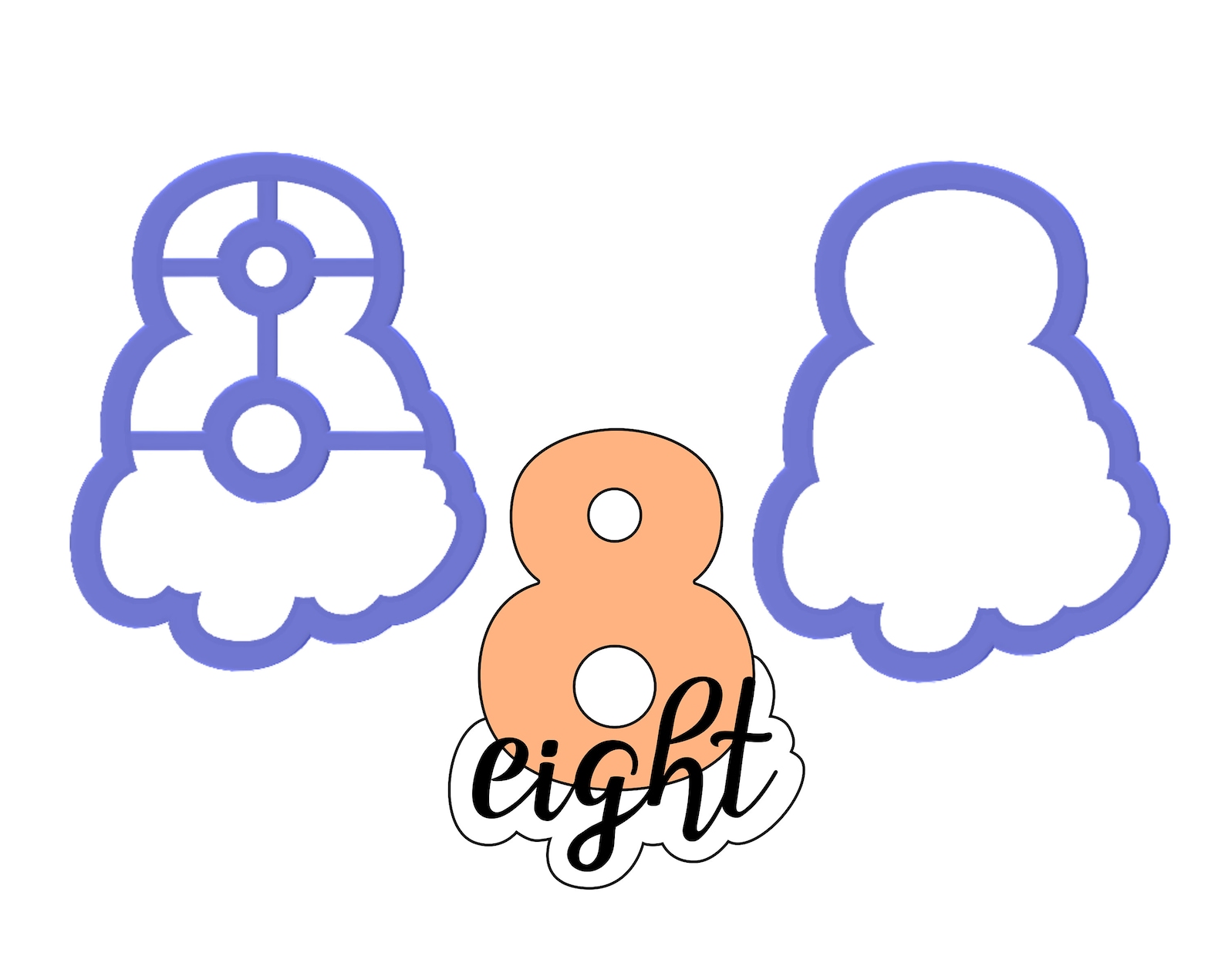 Chubby Number 8 With Script Outline Cookie Cutter - Etsy