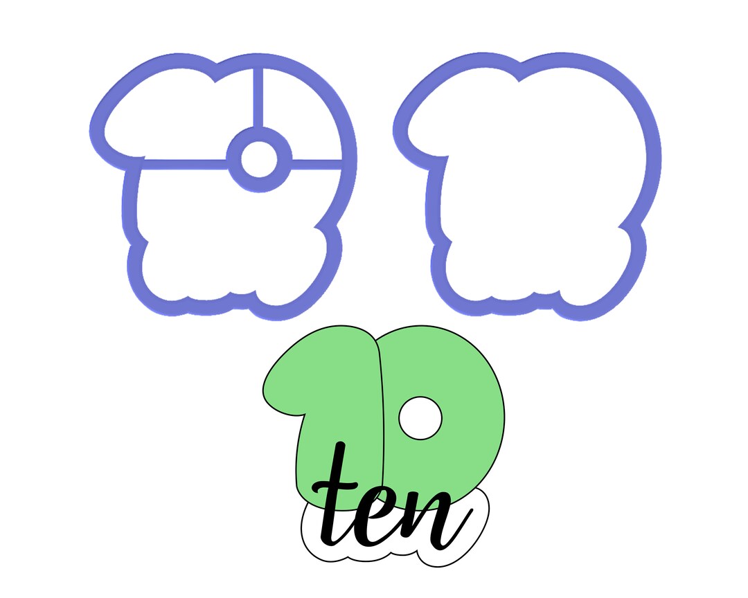 Chubby Number 10 With Script Outline Cookie Cutter - Etsy