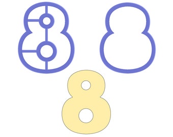 Chubby Number 8 With Script Outline Cookie Cutter - Etsy