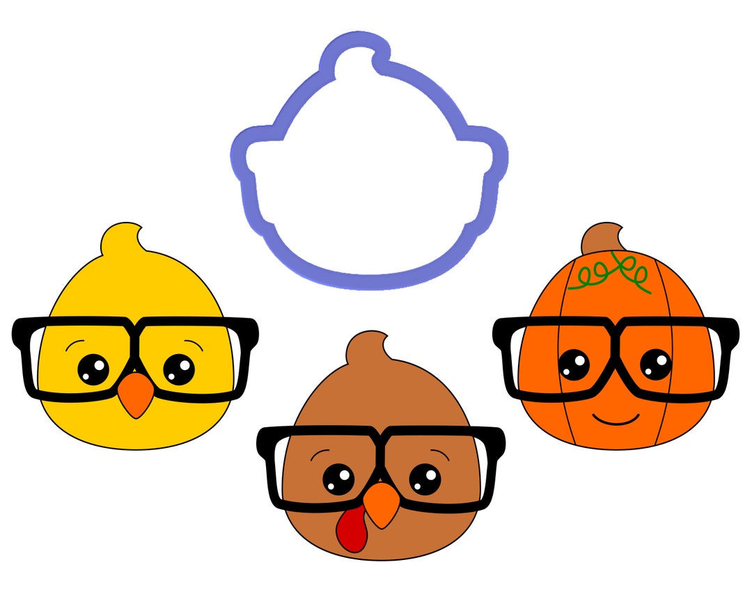 Nerd Turkey Face - Nerd Chicken Face - Nerd Pumpkin Cookie Cutter - Etsy