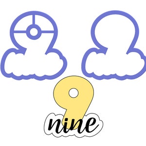 Chubby Number 9 With Script Outline Cookie Cutter - Etsy