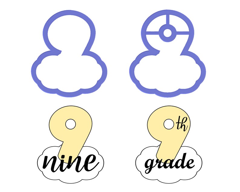 Chubby Number 9 With Cloud Cookie Cutter - Etsy