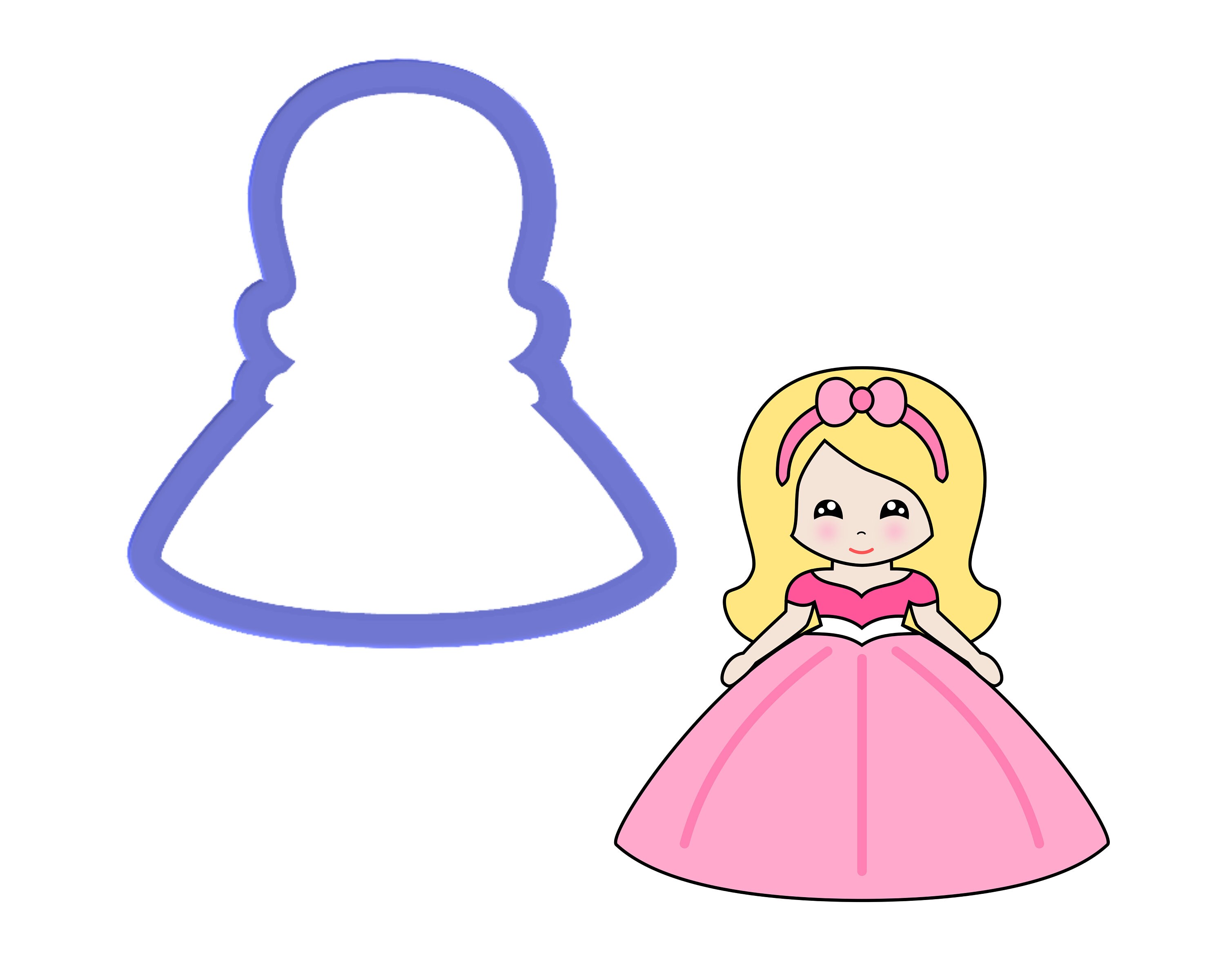 Princess 1 Girl With Long Hair Cookie Cutter - Etsy