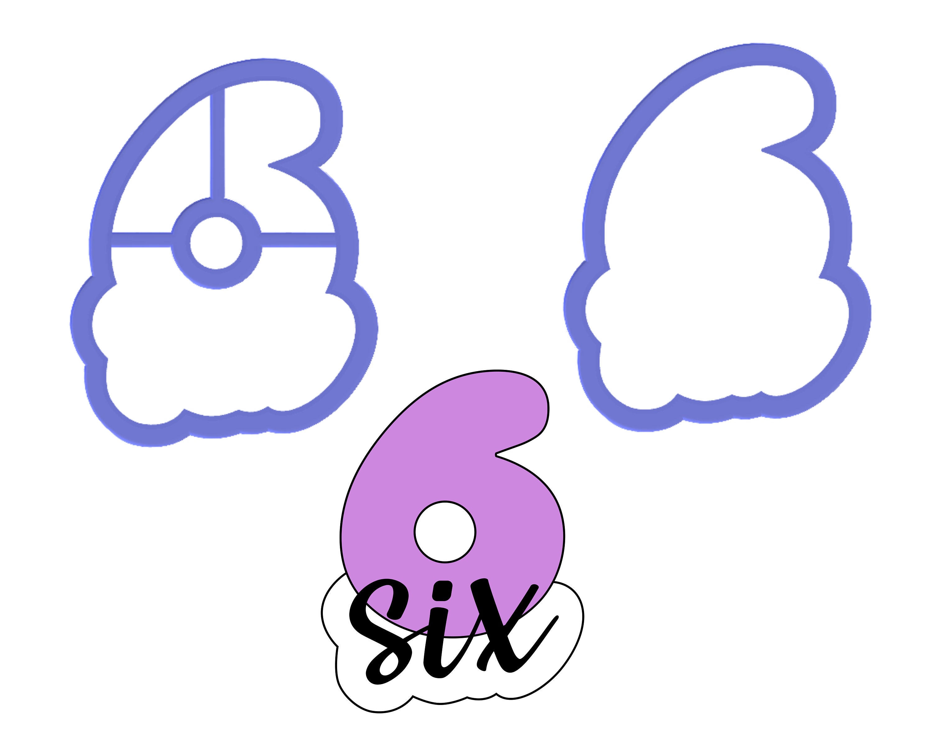 Chubby Number 6 With Script Outline Cookie Cutter - Etsy