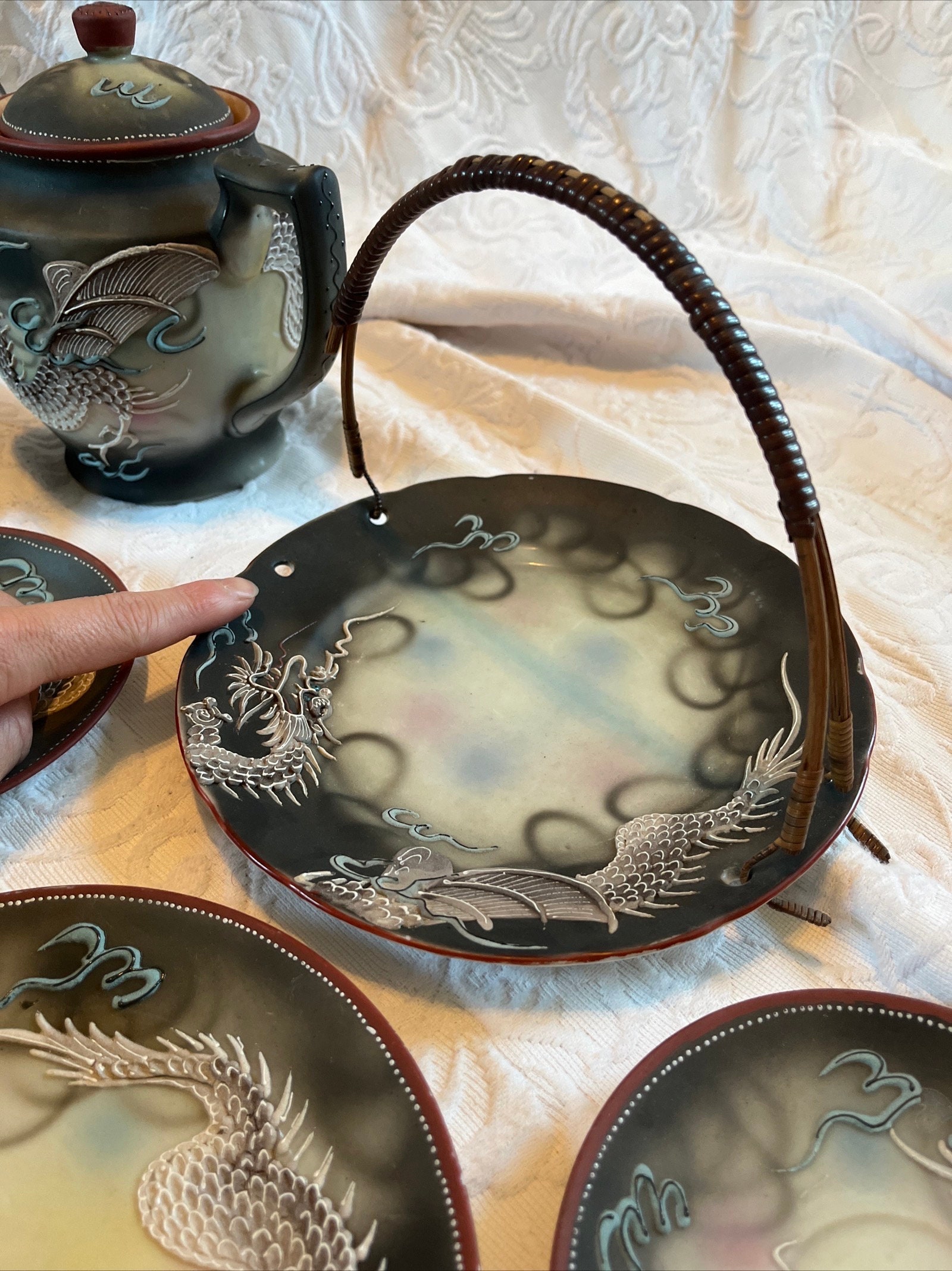 1960s Vintage 29-piece Dragonware Tea Set Hand Painted Moriage ...