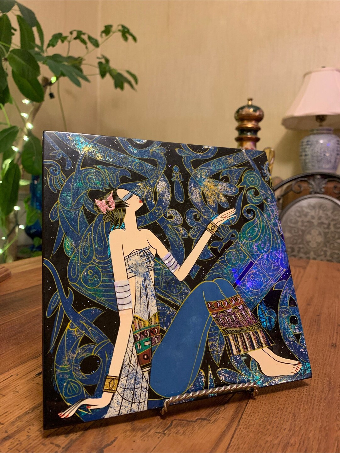 1990s Phoenix Lady Ting Shao Kuang Lacquer Wood Plaque Tile - Etsy