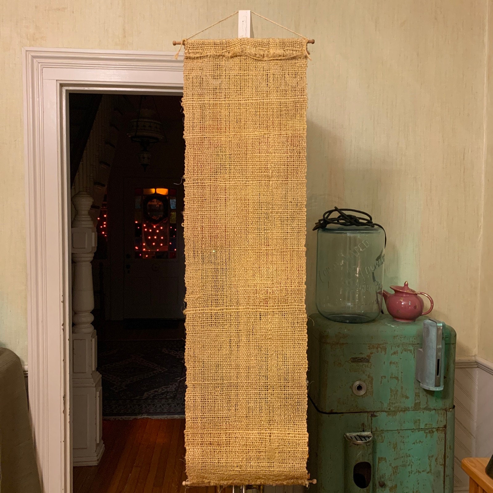 1970s Vintage Huichol Mexican Yarn Art Handwoven Straw Wall Scroll ...