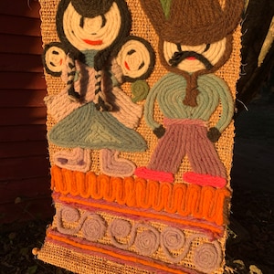 1970s Vintage Huichol Mexican Yarn Art Handwoven Straw Wall Scroll ...