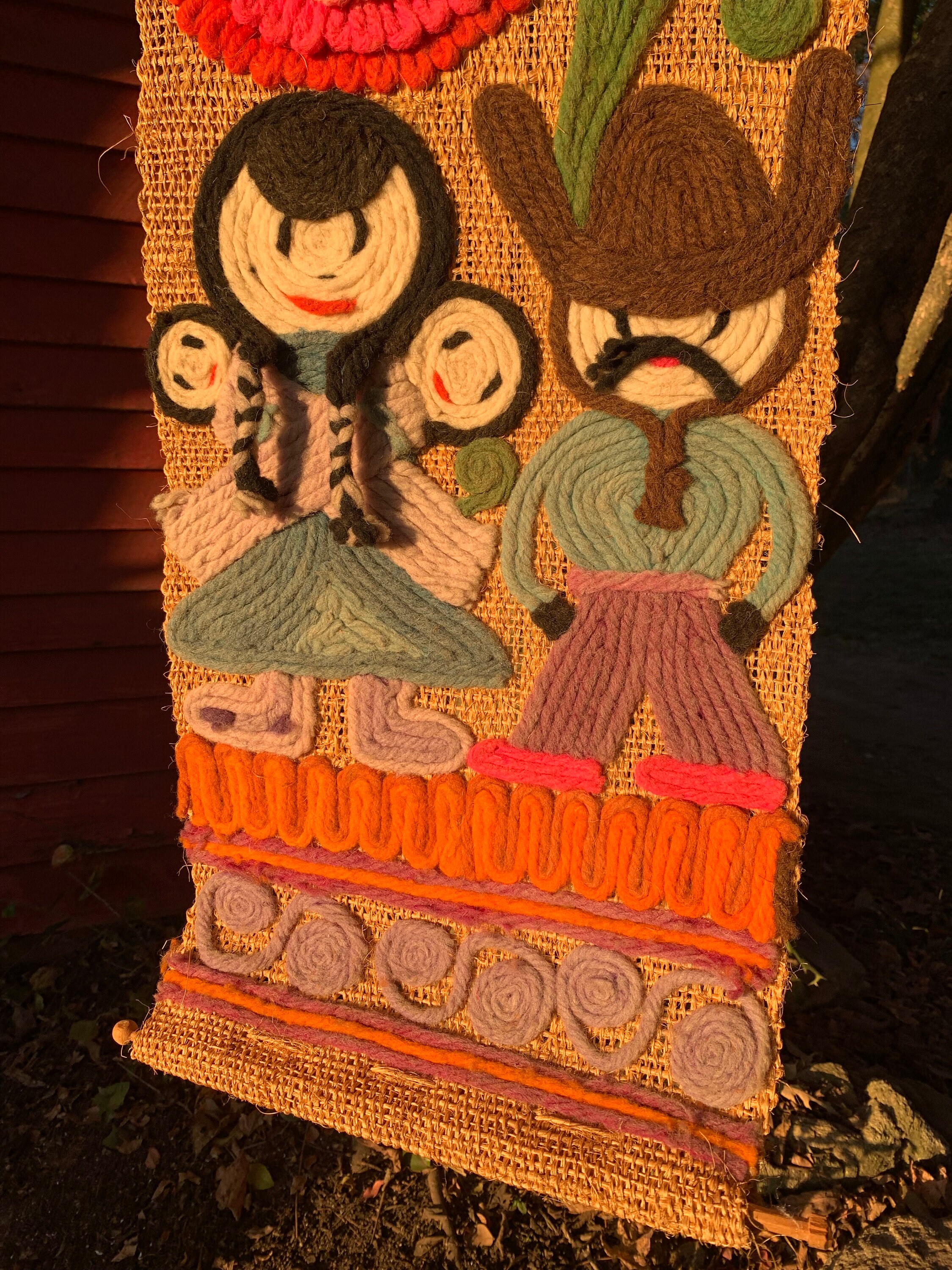 1970s Vintage Huichol Mexican Yarn Art Handwoven Straw Wall Scroll ...