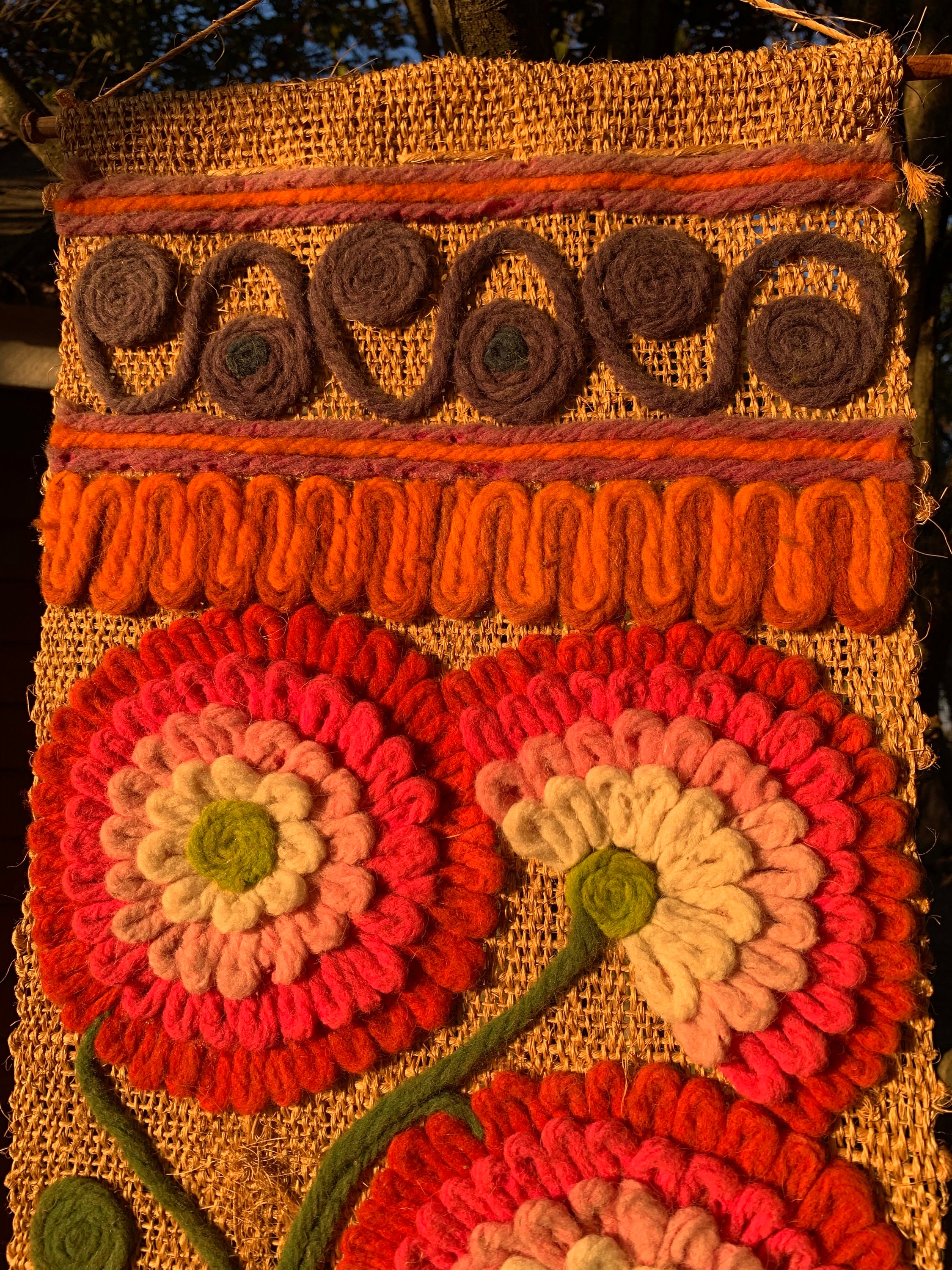 1970s Vintage Huichol Mexican Yarn Art Handwoven Straw Wall Scroll ...