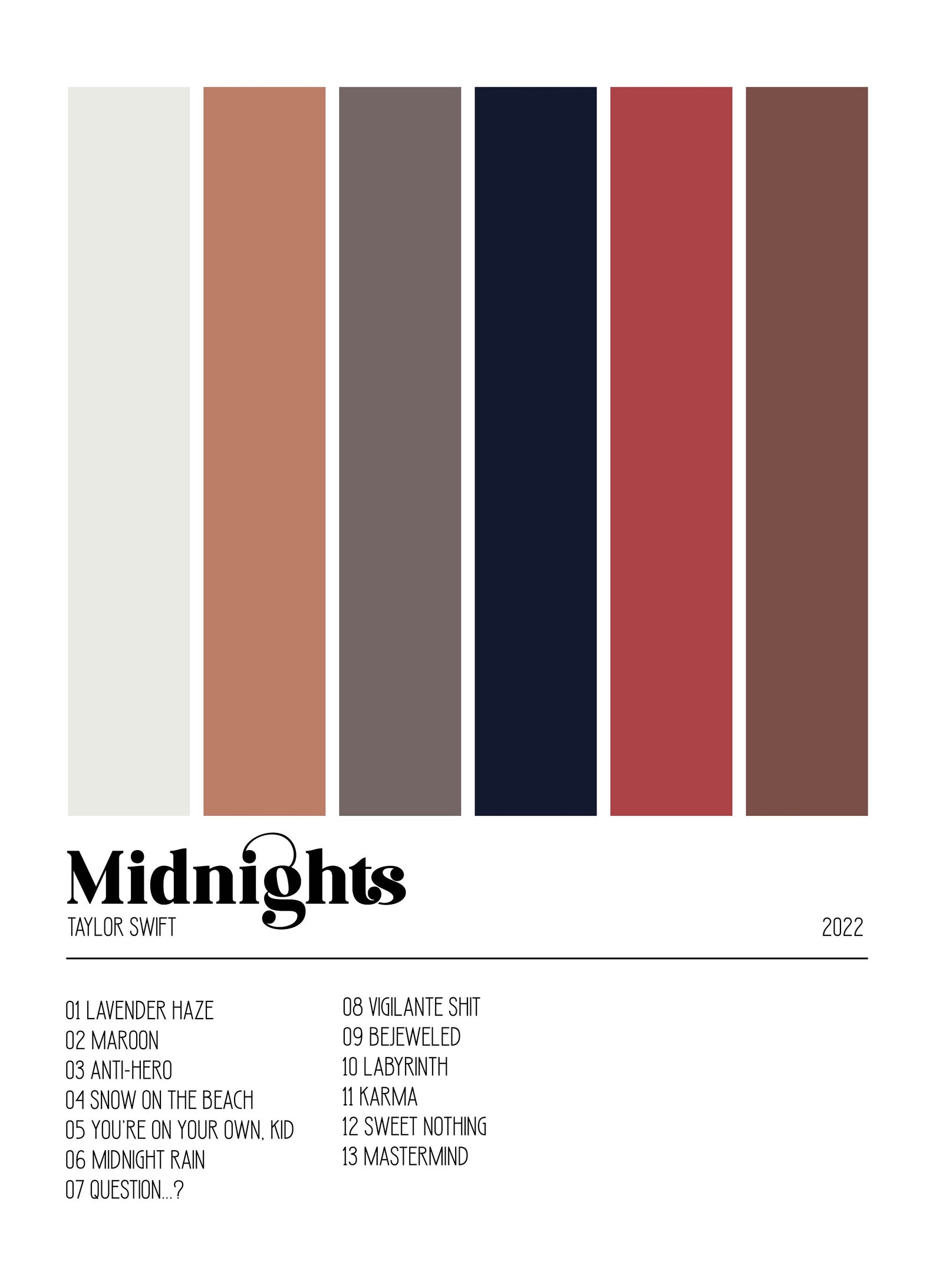 Taylor Swift Midnights Album Cover Color Palette Album - Etsy