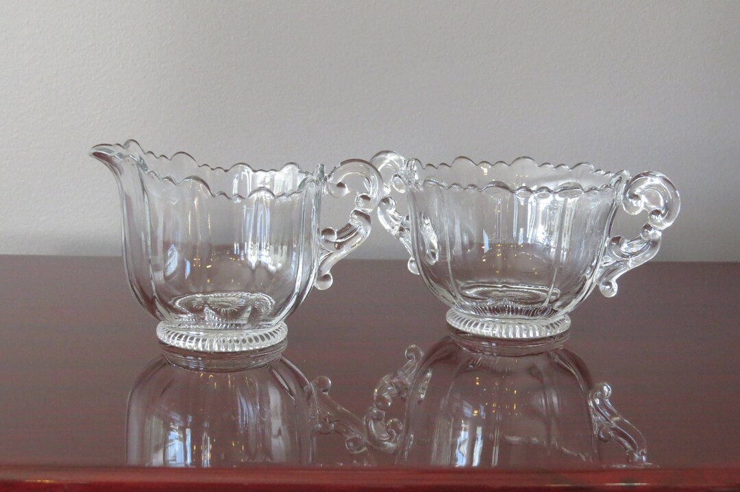 Vintage Cambridge Glass in the Martha Ribbed Pattern Footed Creamer and ...